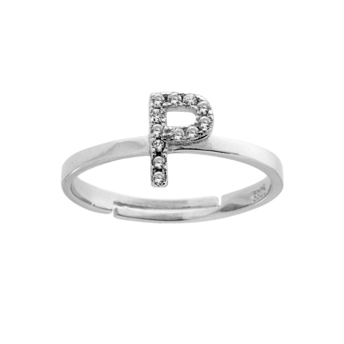 Anello Lettera A per nome Iniziale con Zirconi Bianchi in ARGENTO 925 ...