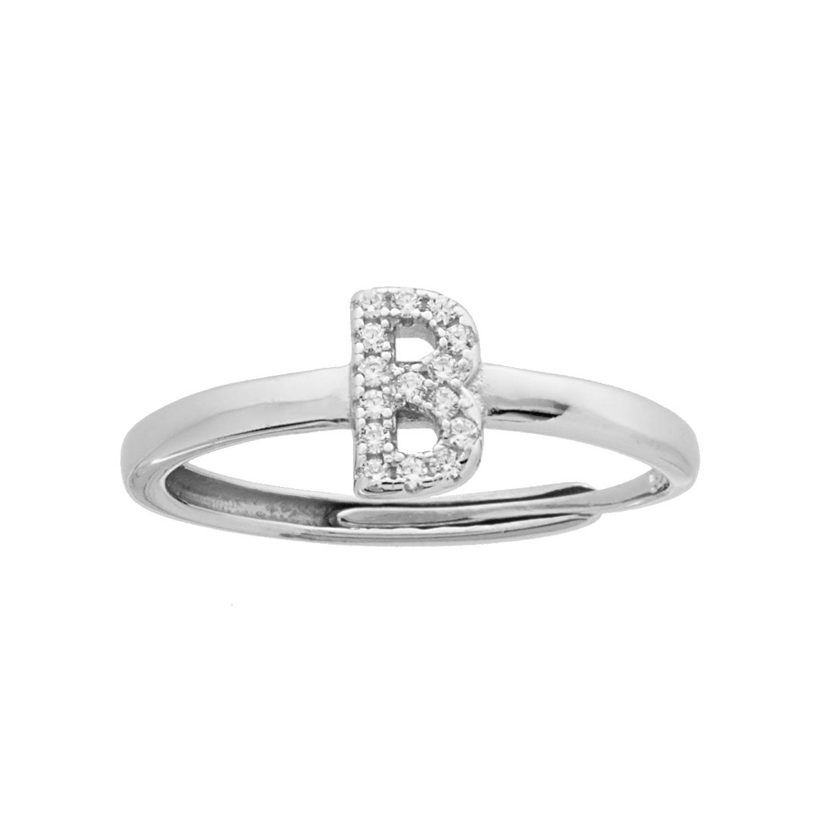Anello Lettera con Cubic Zirconia Bianchi in ARGENTO 925 Galvanica ...
