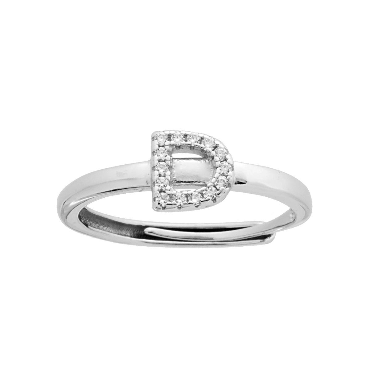 Anello Lettera con Cubic Zirconia Bianchi in ARGENTO 925 Galvanica ...