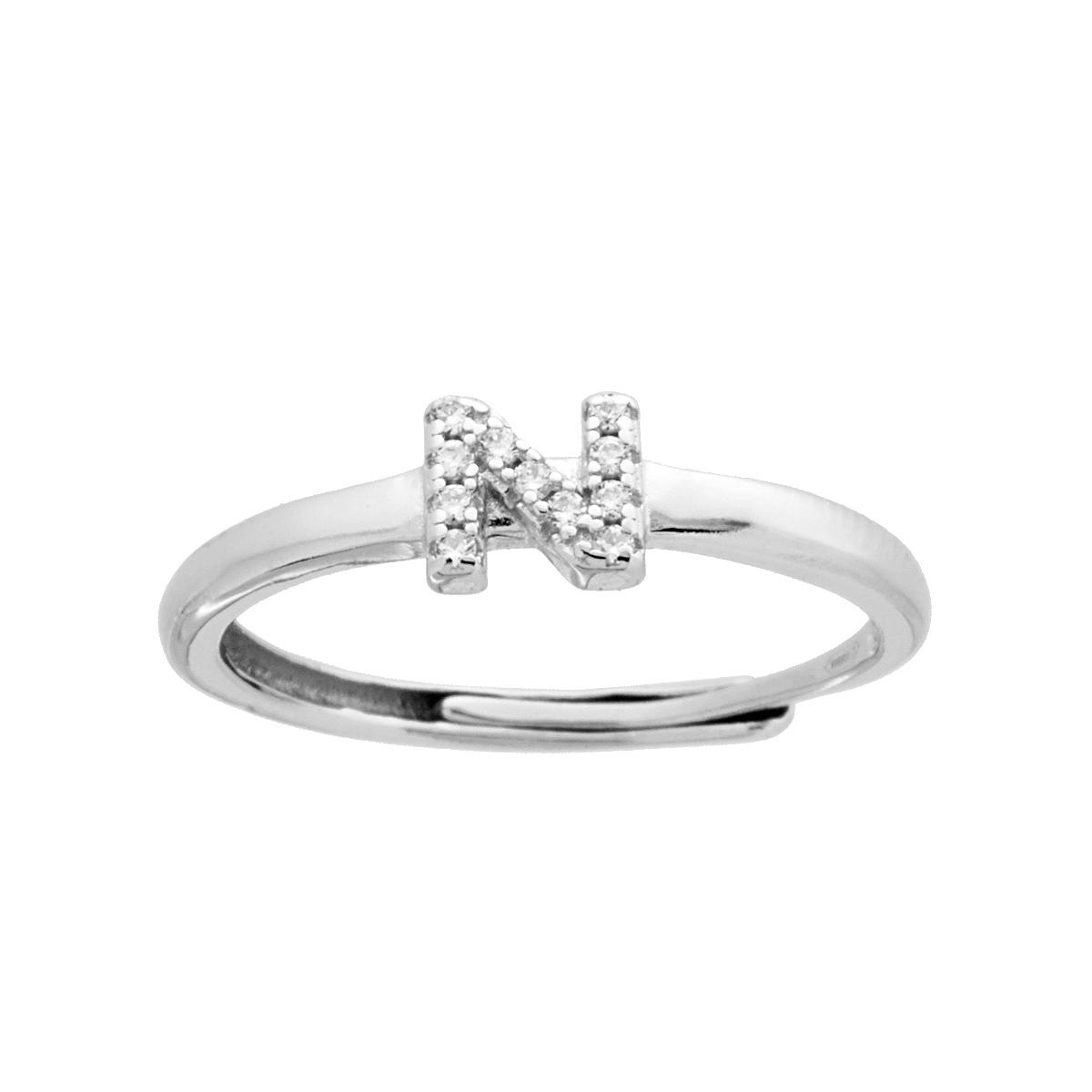 Anello Lettera con Cubic Zirconia Bianchi in ARGENTO 925 Galvanica ...